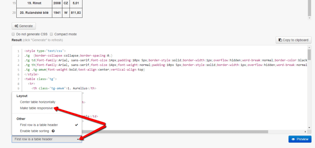 How to add a responsive table to a Webnode website? | William Promotions
